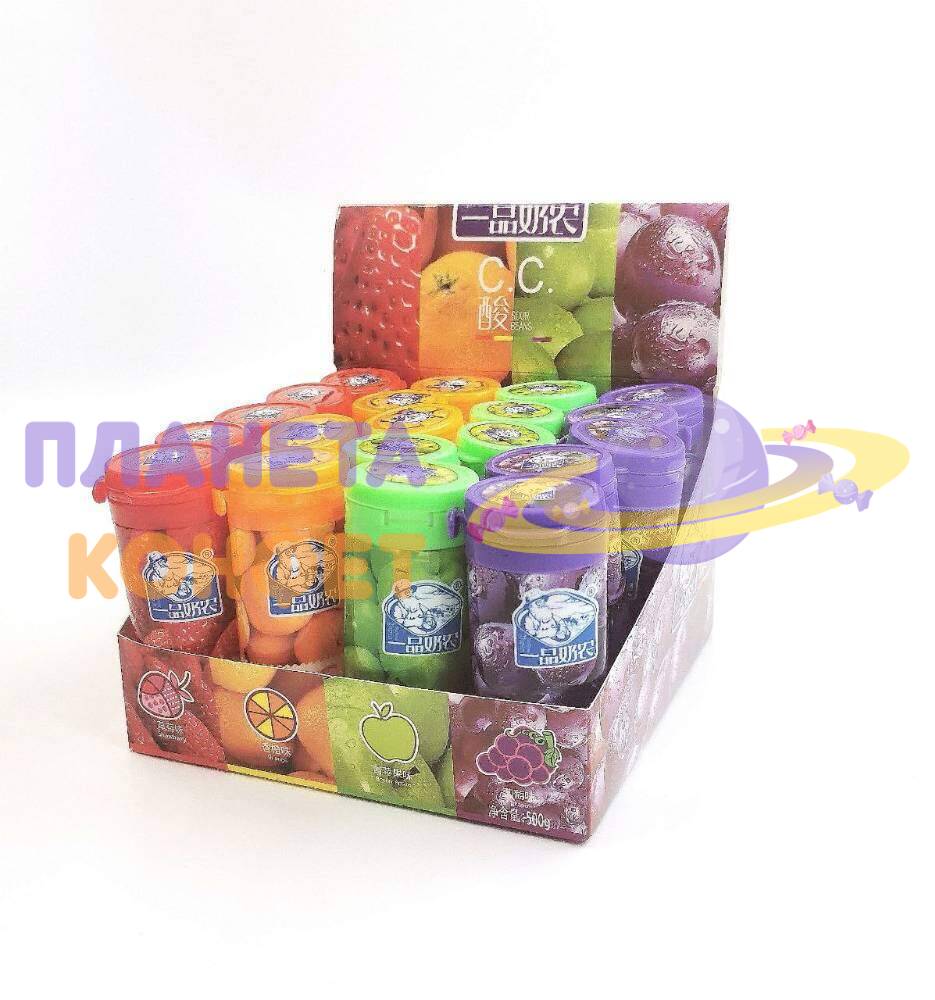 Конфеты кислые из Азии: Жевательные конфеты "С.С" драже кислые 4 вкуса