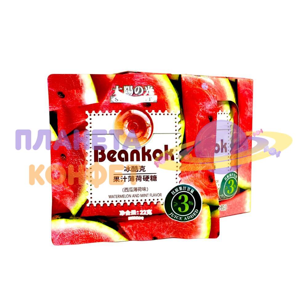 Конфеты сладкие из Азии: Леденцы с ментолом "Beankok" со вкусом арбуза