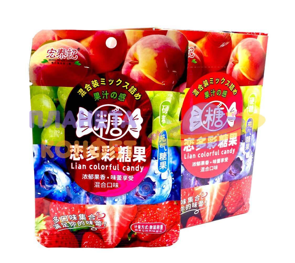 Конфеты кислые из Китая: Карамель кислая "Lian Colorful Candy" 4 вкуса